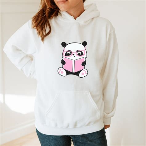 Reading Panda Hoodie Cute Panda Bear Sweatshirt T For Her Women