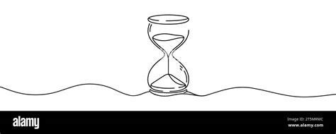 Hourglass Drawn With One Line Isolated Vector Illustration Stock