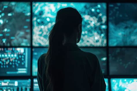 woman looking at multiple screens and controls generative ai premium