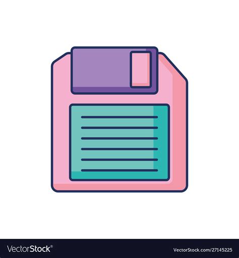 Diskette Retro Device With Color Pastel Royalty Free Vector
