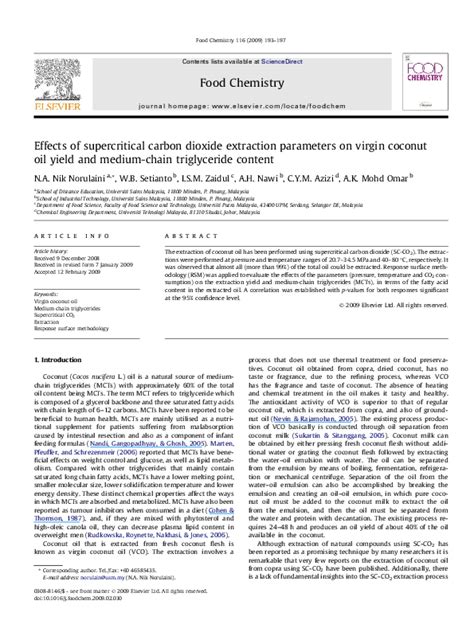 Pdf Effects Of Supercritical Carbon Dioxide Extraction Parameters On
