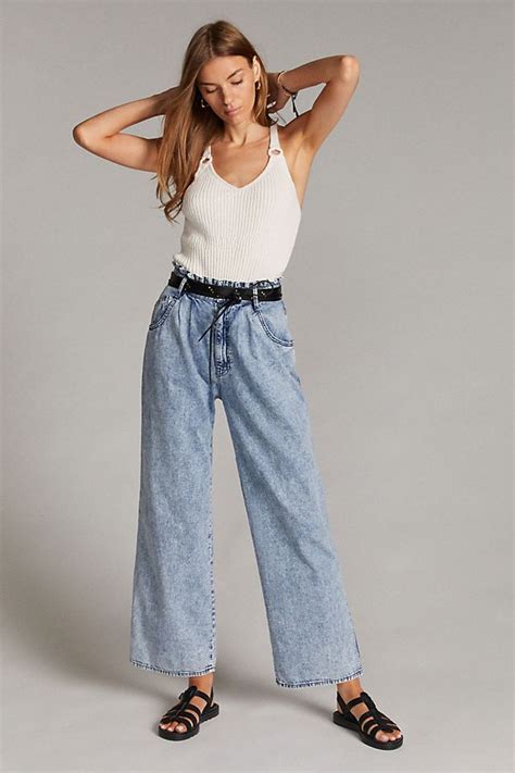 Mother The Ruffle Greaser Wide Leg Jeans Anthropologie