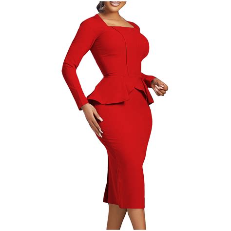 Bangwanchi Red Dresses For Women Women Solid Color Versatile Comfort