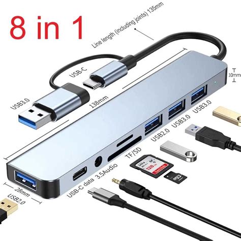 Jual USB HUB TYPE C TO Multi CONVERTER Port HUB VGA USB3 0 HDMIPort ADAPTER USB C Micro SD 8in1