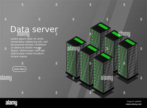 Mainframe Powered Server High Technology Concept Data Center Cloud Data Storage Isometric