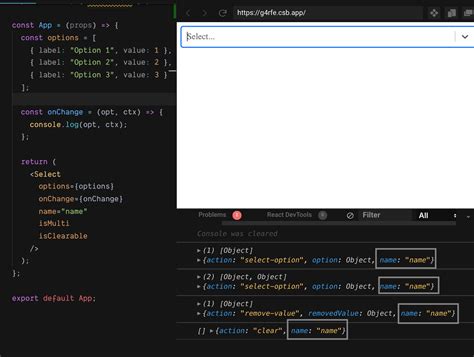 Include Name Property In OnChange Selected Issue JedWatson React Select GitHub