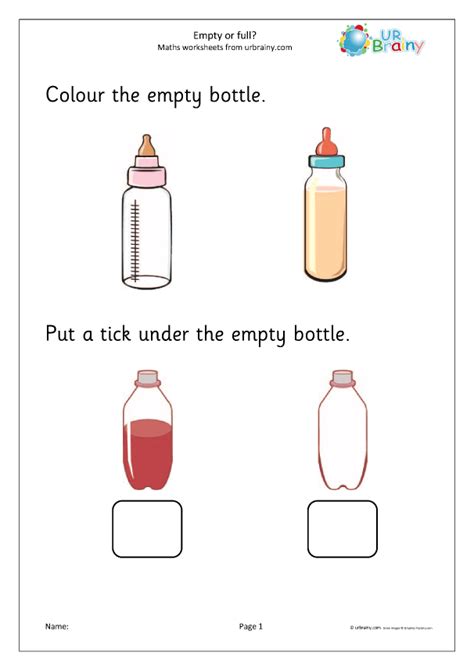 Empty And Full 1 Shape And Measures Maths Worksheets For Later