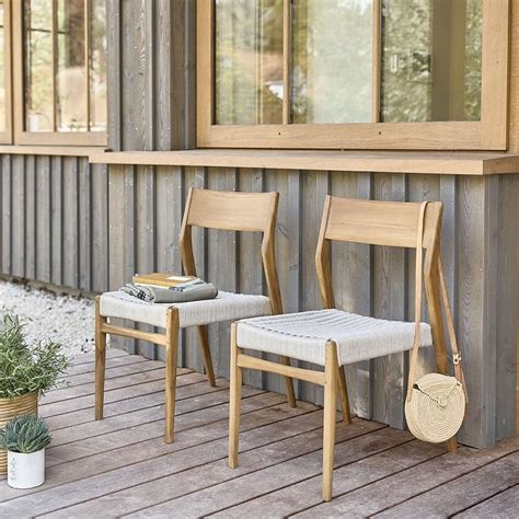 Lot De Chaises De Jardin LIVIE En Teck Massif Et Cordage Beige Chaises De Jardin Bois Dessus