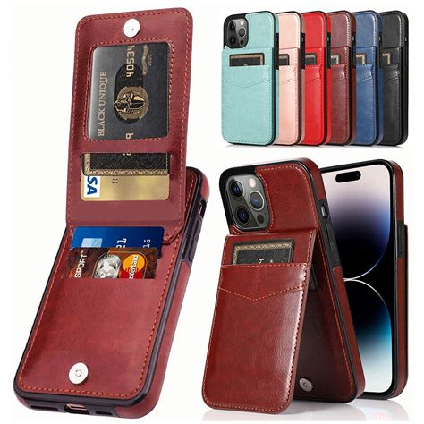 Leather Wallet Card Slot Holder Magnetic Closure Kickstand Case Cover