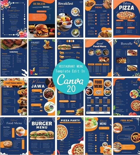 Canva Editable Restaurant Menu Menu Flyer Template Menu Design Food