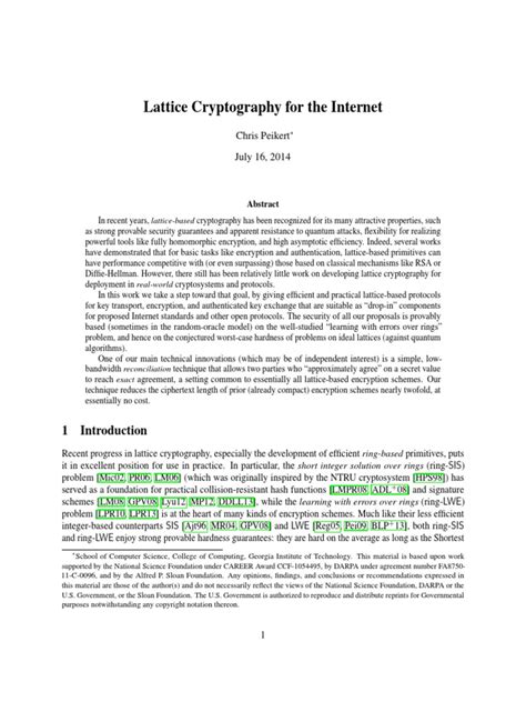 Lattice Crypto For Internet Pdf Cryptography Basis Linear Algebra