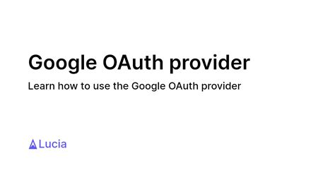 Google OAuth Provider Lucia