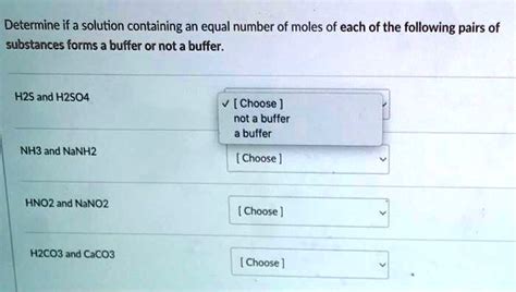 solved determine if a solution containing an equal number of moles of