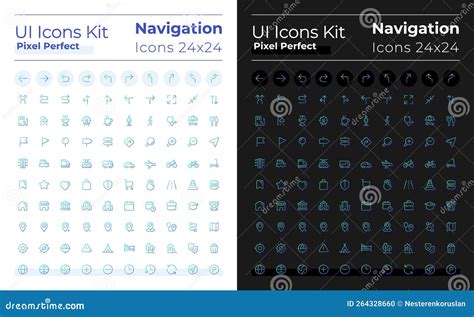 Gps Navigation Pixel Perfect Gradient Linear Ui Icons Set For Dark Light Mode Stock Vector