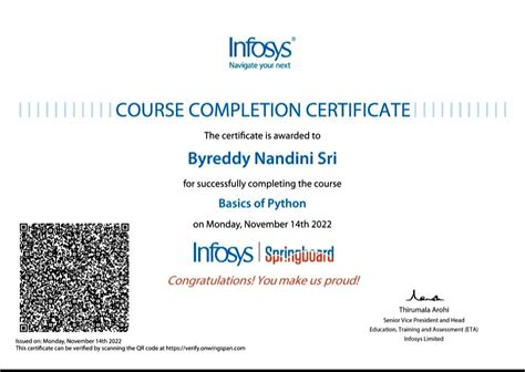 Infosysspringboard Infosys Byreddy Nandini Sri