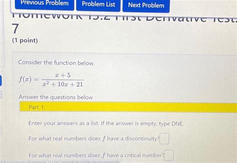 consider the function below f x x2 10x 21x 5 answer