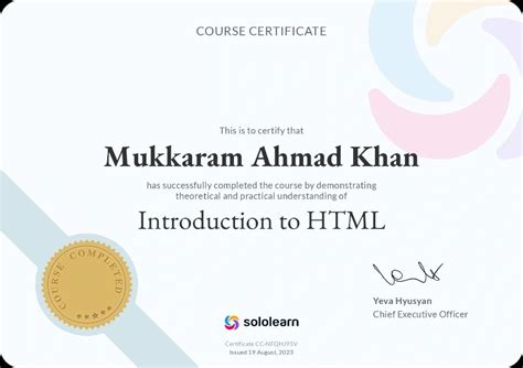 Mukkaram Ahmad Khan On Linkedin Html Webdevelopment Sololearn