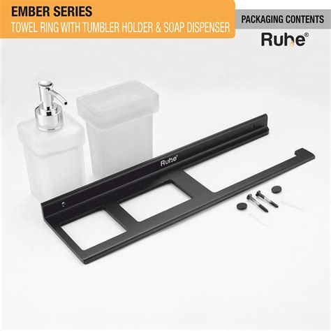Ember Towel Ring With Tumbler Holder And Soap Dispenser Space Aluminium