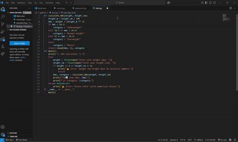 Python Bmicalculator Healthtech Programming Automation Manchirala Kaarthika