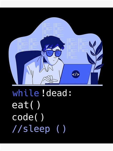 eat sleep code computer science programming design graphic poster for