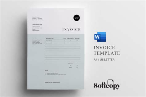 Invoice Template For Microsoft Word Graphic By Softcopy Space Creative Fabrica