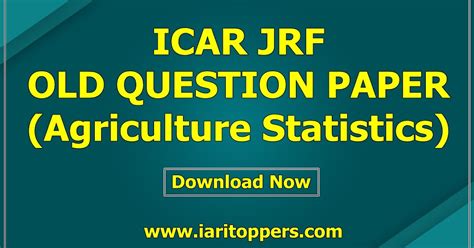 Icar Jrf Agriculture Statistics Old Question Paper Download Pdf