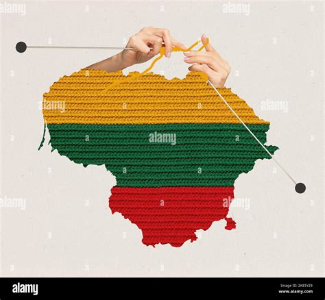 Creative Conceptual Design Knitted Texture Of Map Of Lithuania As A
