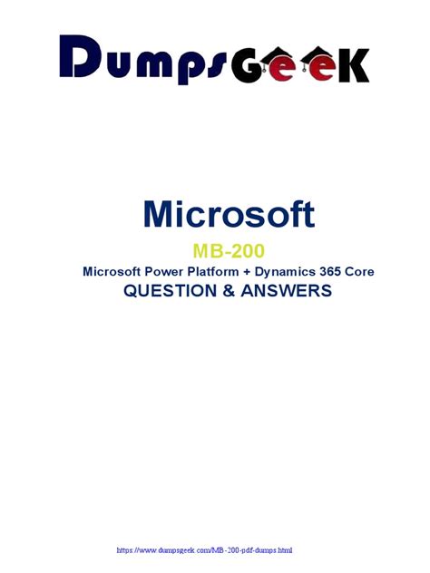 Microsoft Power Platform Dynamics 365 Core Mb 200 Exam Pdf