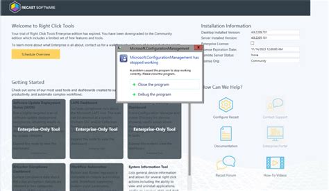 Cm Console Crashes Right Click Tools Community Recast Software