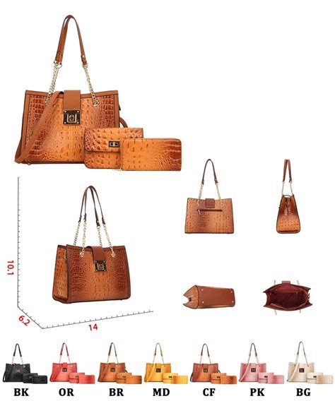 IN Croc Chained Satchel Cross Body Wallet Set CY S