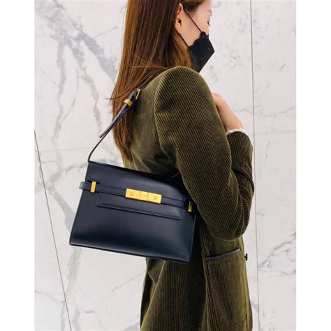 Ysl Saint Laurent Manhattan Shoulder Bag In Box Leather