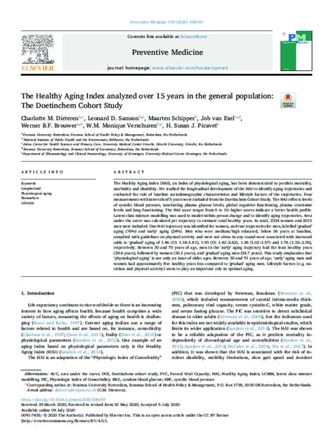 Pdf The Healthy Aging Index Analyzed Over 15 Years In The General Population The Doetinchem