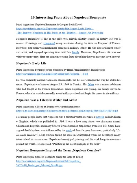10 Interesting Facts About Napoleon Bonaparte Pdf Napoleon