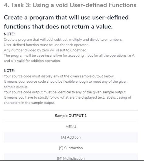 Solved 4 Task 3 Using A Void User Defined Functions Create