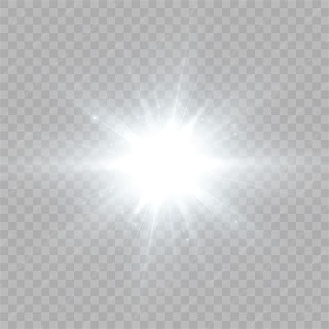 Белое свечение Прозрачное сияющее солнце яркая вспышка на прозрачном фоне Эффект Png
