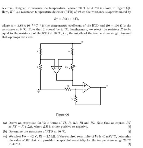 Solved A Circuit Designed To Measure The Temperature Between Chegg Com
