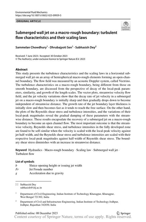Submerged Wall Jet On A Macro Rough Boundary Turbulent Flow Characteristics And Their Scaling