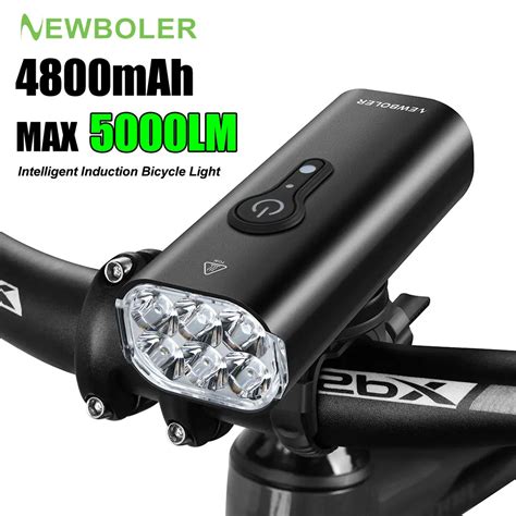 Newboler 2000lm Intelligent Inductio Bicycle Light Mtb Front Lamp Usb Rechargeable 6 Led 4800mah