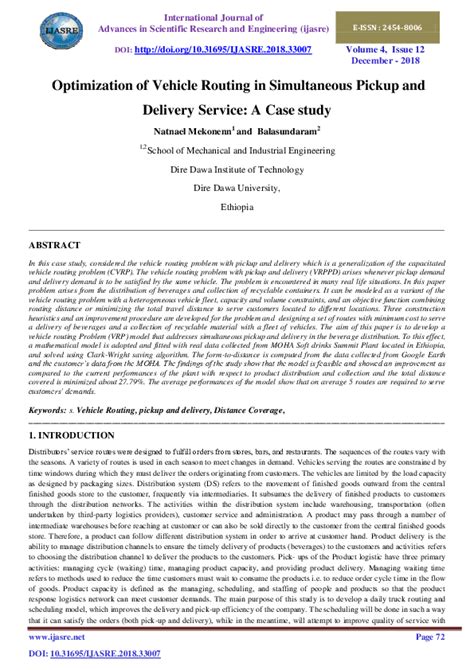 Pdf Optimization Of Vehicle Routing In Simultaneous Pickup And