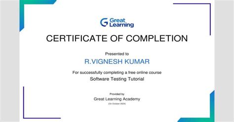 Vignesh Kumar On Linkedin Software Testing Tutorial Course Completion