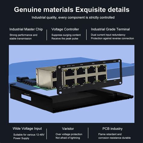 Getuscart Mini Industrial Switch 10 Ports Gigabit Switch Hardened 10 Port Rj45 101001000mbps