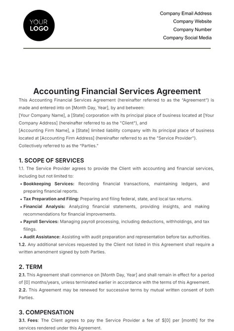 Free Accounting Financial Services Agreement Template To Edit Online
