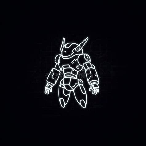 futuristic robot design with a glowing line drawing it features a