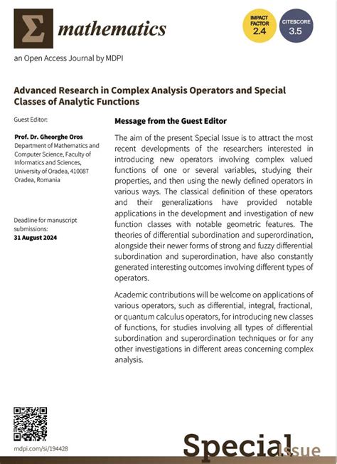 Mathematics Mdpi On Linkedin 🎷 New Special Issue Online For Submission Advanced Research In
