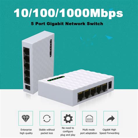 1000m Gigabit Mini 5 Port Fast Ethernet Network Switch Lan Hub Rj45 Ethernet And Switching Hub
