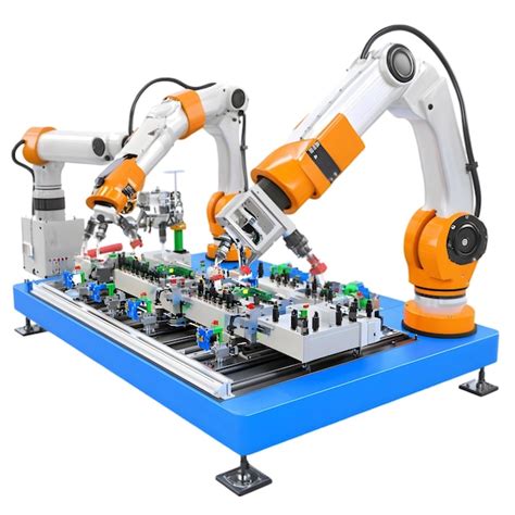 Premium Psd 3d Industrial Robotic Arms Working On Automated Assembly