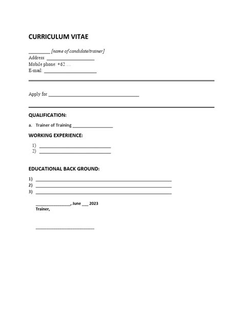 Cv Form English Version Pdf