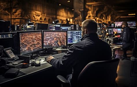 Premium Ai Image A Security Officer At The Observation Area