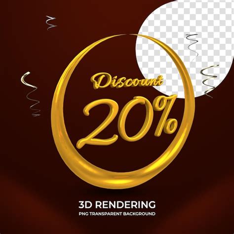 Promoção de venda desconto 20 por cento renderização em 3d PSD Premium