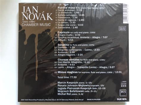Jan Noval Chamber Music Marcin Kasprzyk Piano Renata Johnson Wojtowicz Soprano Jagoda